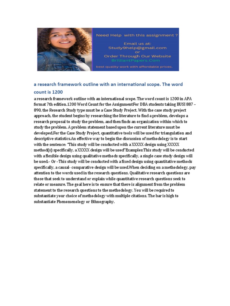 A Research Framework Outline With An International The Word Count Pdf