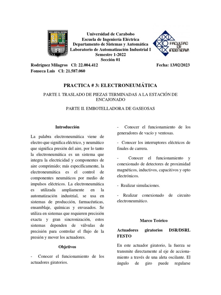 Práctica 3 Electroneumatica | PDF | Ingenieria Eléctrica | Ciencias fisicas
