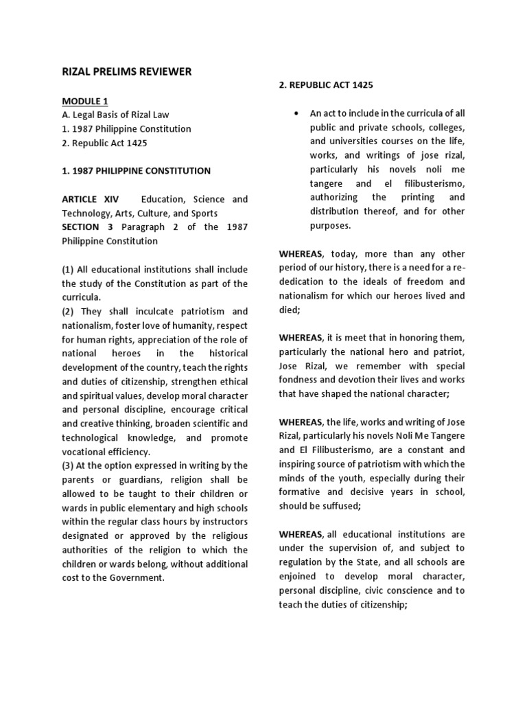 Rizal Prelims Reviewer PDF | PDF