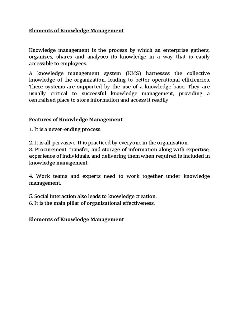 Elements of KM-1 | PDF | Tacit Knowledge | Knowledge Management