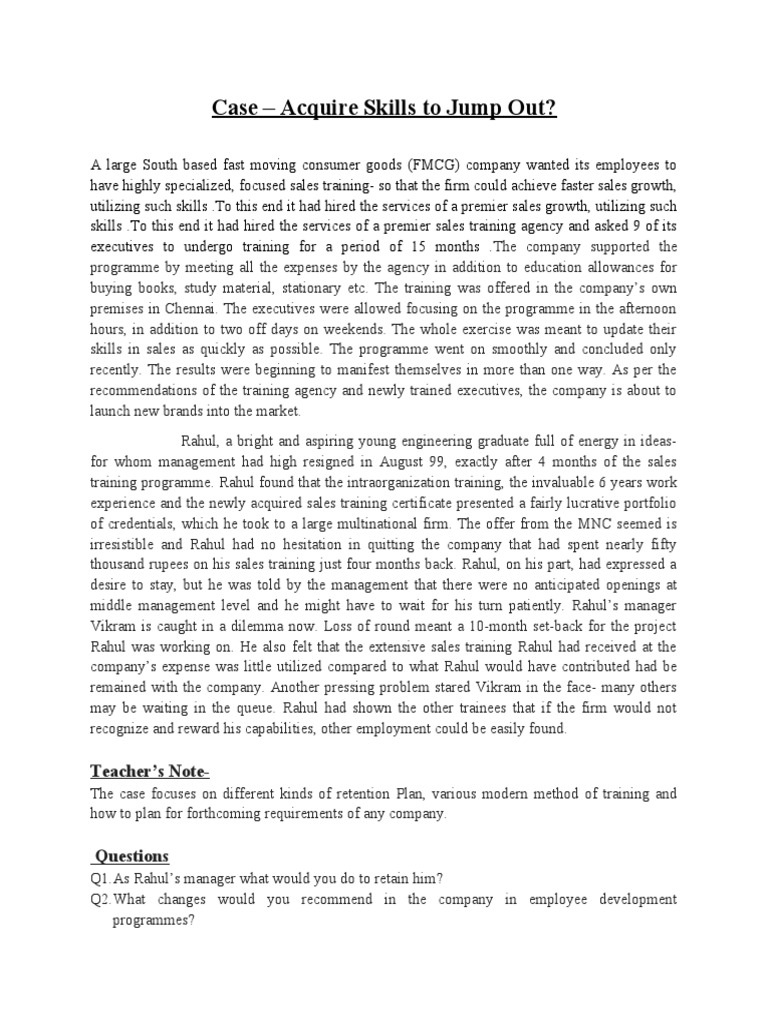 Case Study On Training & Retention | PDF | Business | Economies