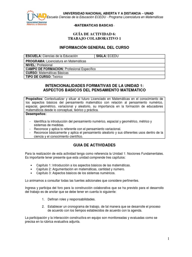 Guia Act 6 Mat BASICAS | PDF | Matemáticas | Pensamiento