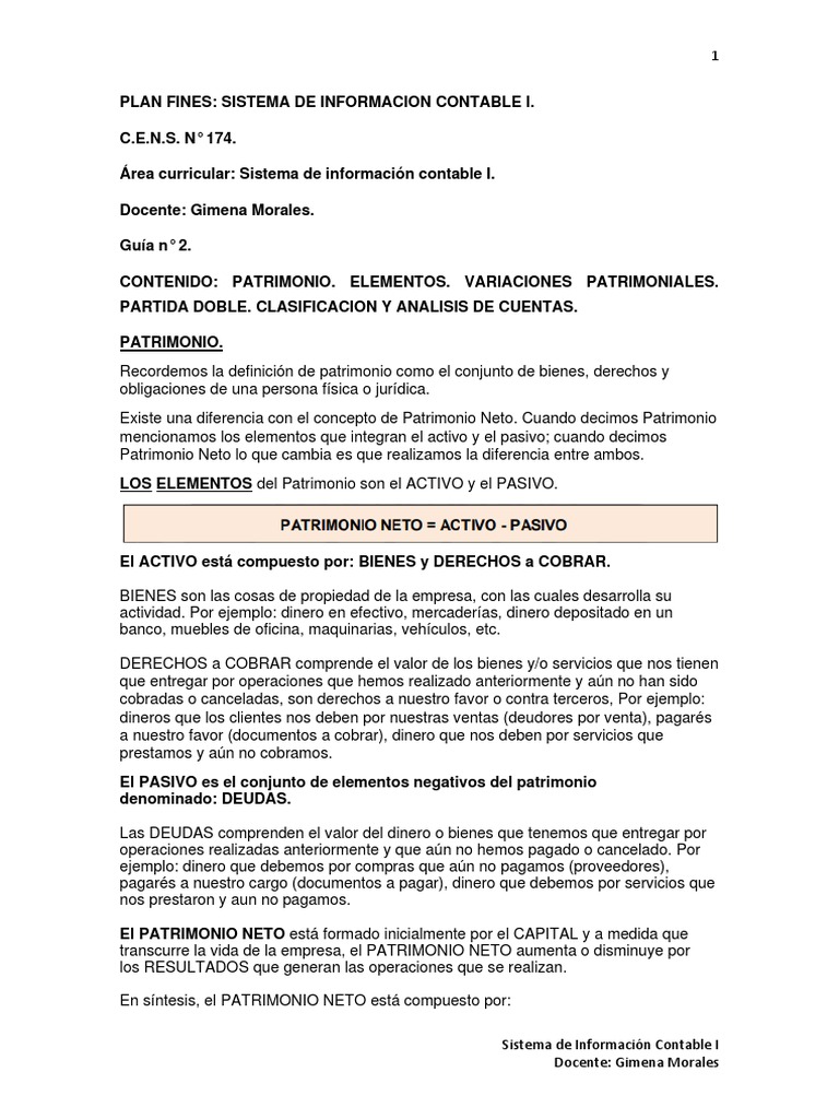 1 Plan Fines Sistema de Informacion Contable I - Guia 2 | PDF ...