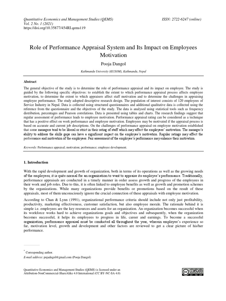 Role of Performance Appraisal System and | Download Free PDF | Performance Appraisal | Employment