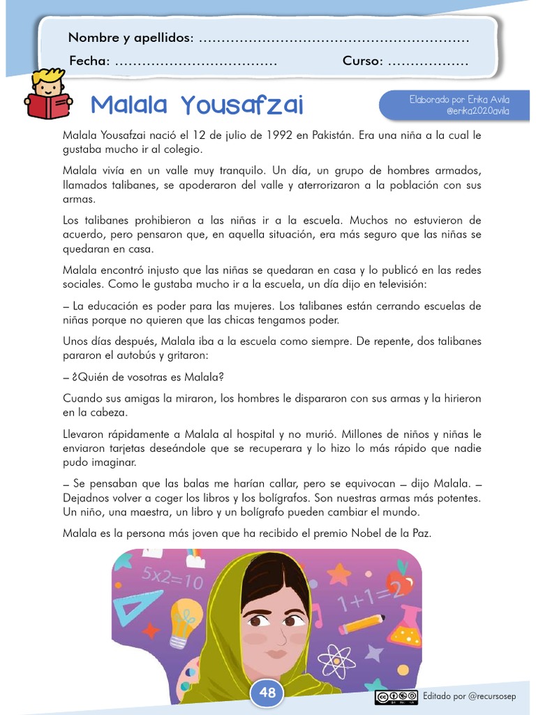 Lectura - Malala Yousafzai | PDF | Malala Yousafzai