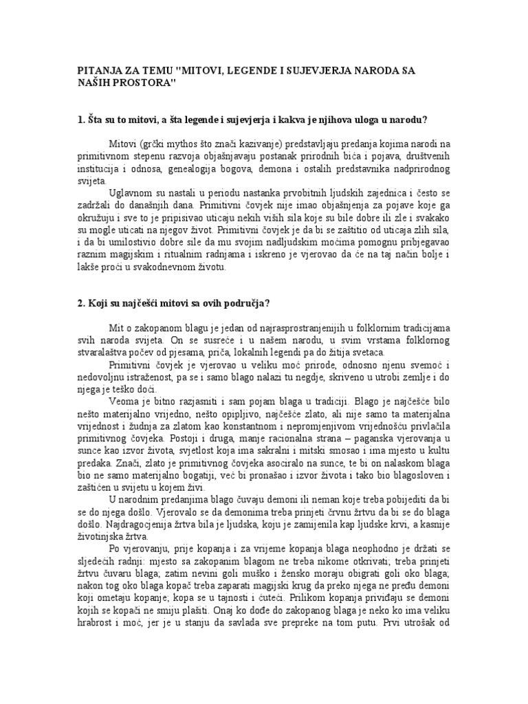 Mitovi, Legende, Praznovjerje | PDF