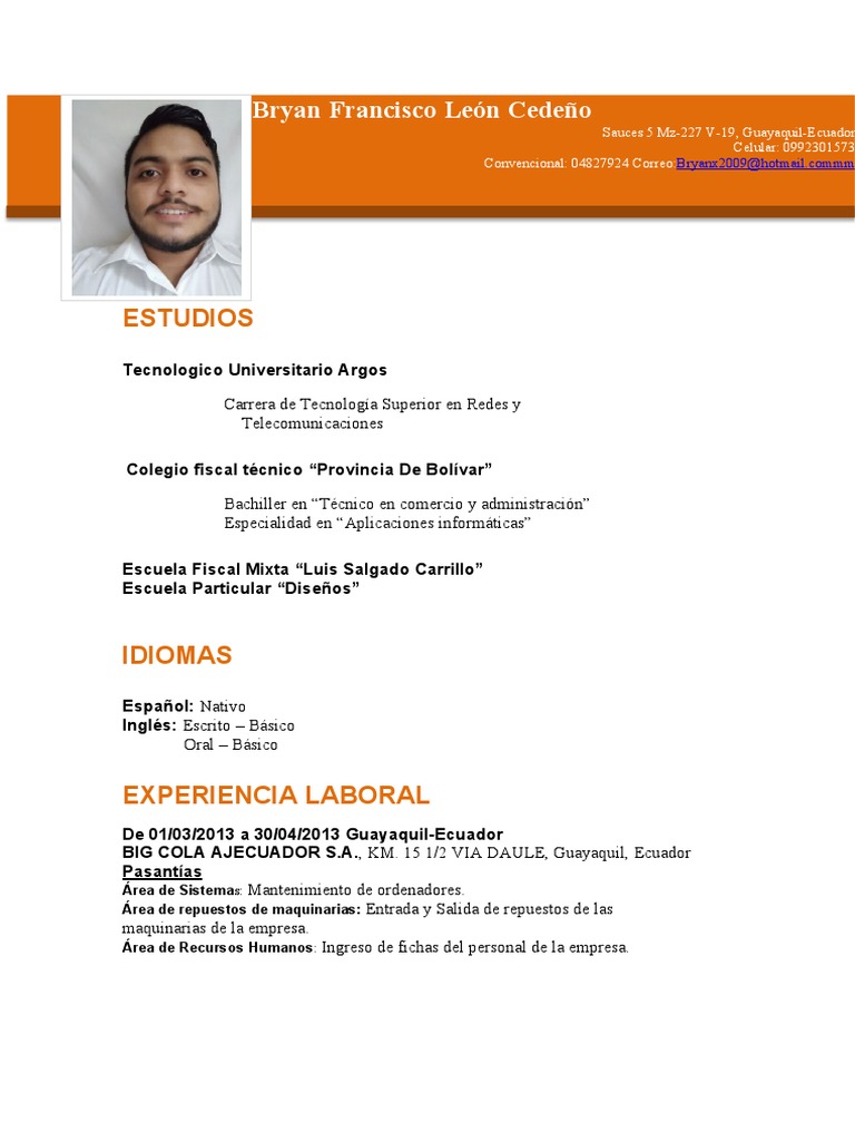 Perfil Profesional de Bryan León | PDF | Centro de llamadas | Soporte ...