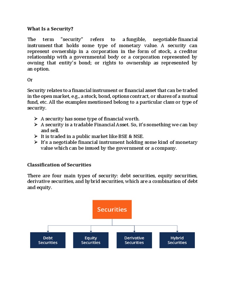 Classification of Securities-1 | PDF | Futures Contract | Securities (Finance)