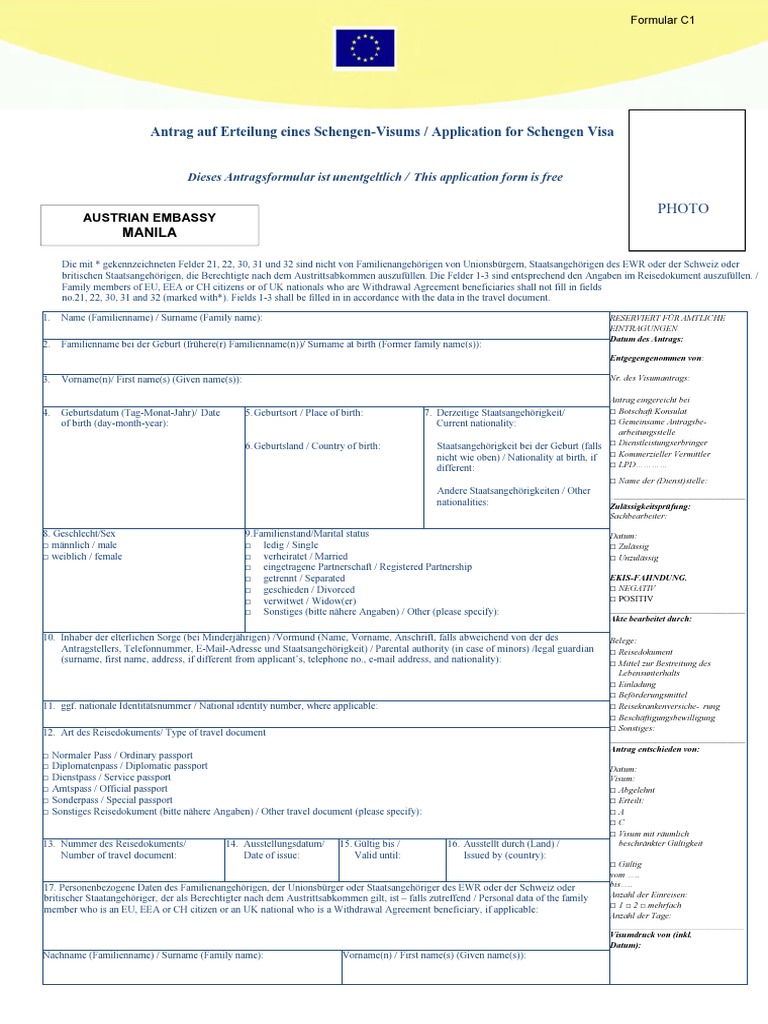 AUSTRIA Application Form Visa C Oct 2021 PDF | PDF