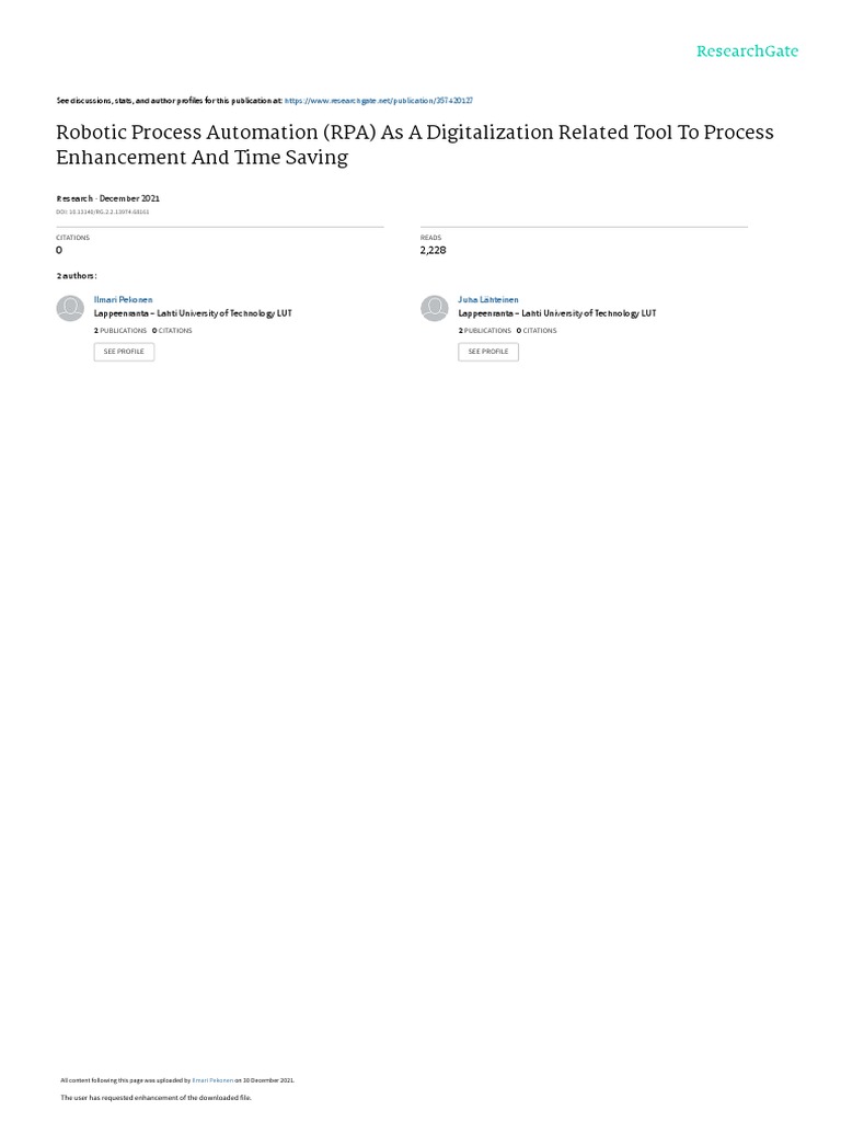 RPA Digitalization Tool for Process Enhancement | PDF | Automation ...