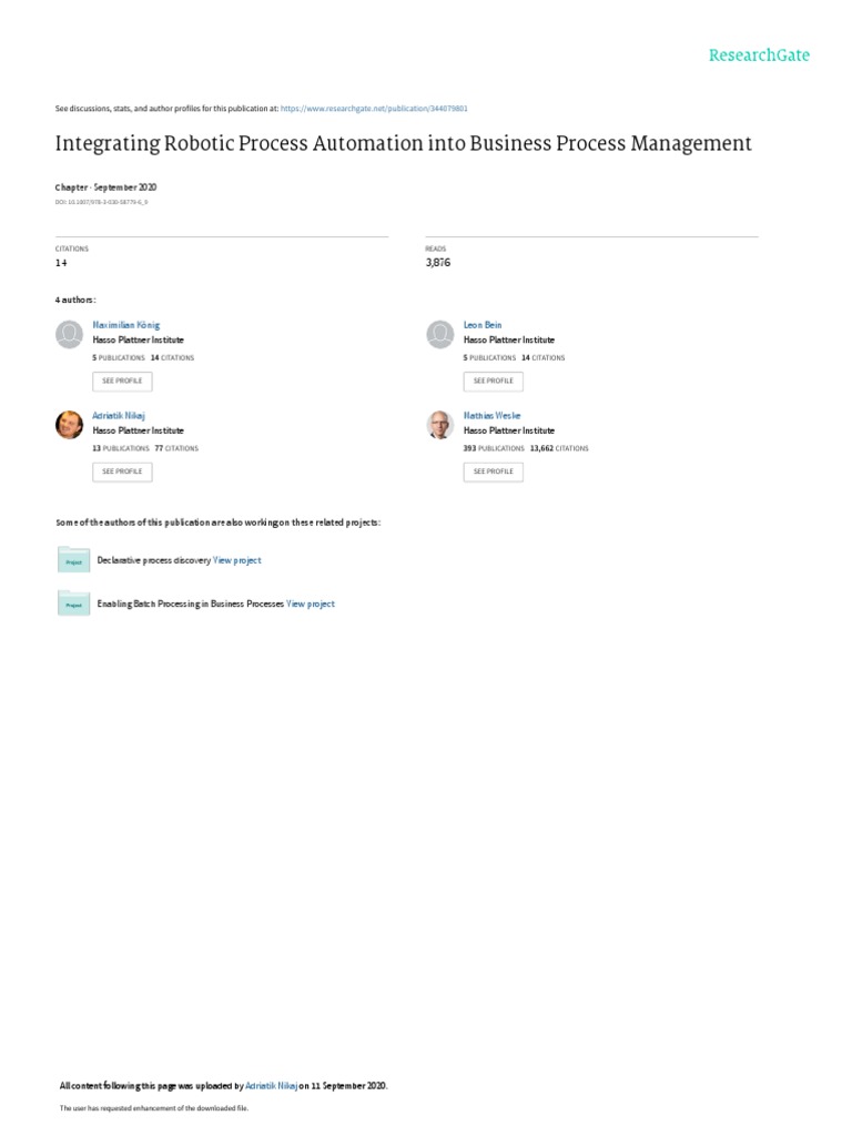 RPA Forum Paper 2020 | PDF | Business Process Management | Life Cycle ...