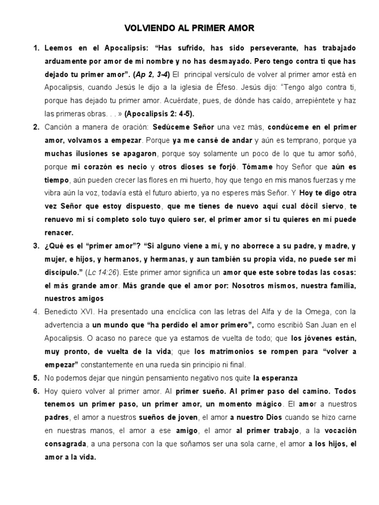 Volviendo Al Primer Amor | PDF | Amor
