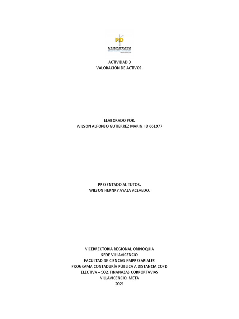 Actividad 3 Electiva 902 | PDF | Contabilidad financiera | Dinero