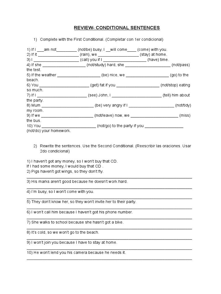 Conditional Sentences Practice | PDF | Self-Improvement