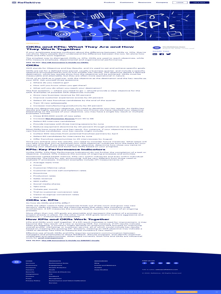 OKRs and KPIs: What They Are and How They Work Together - Reflektive | PDF | Performance ...