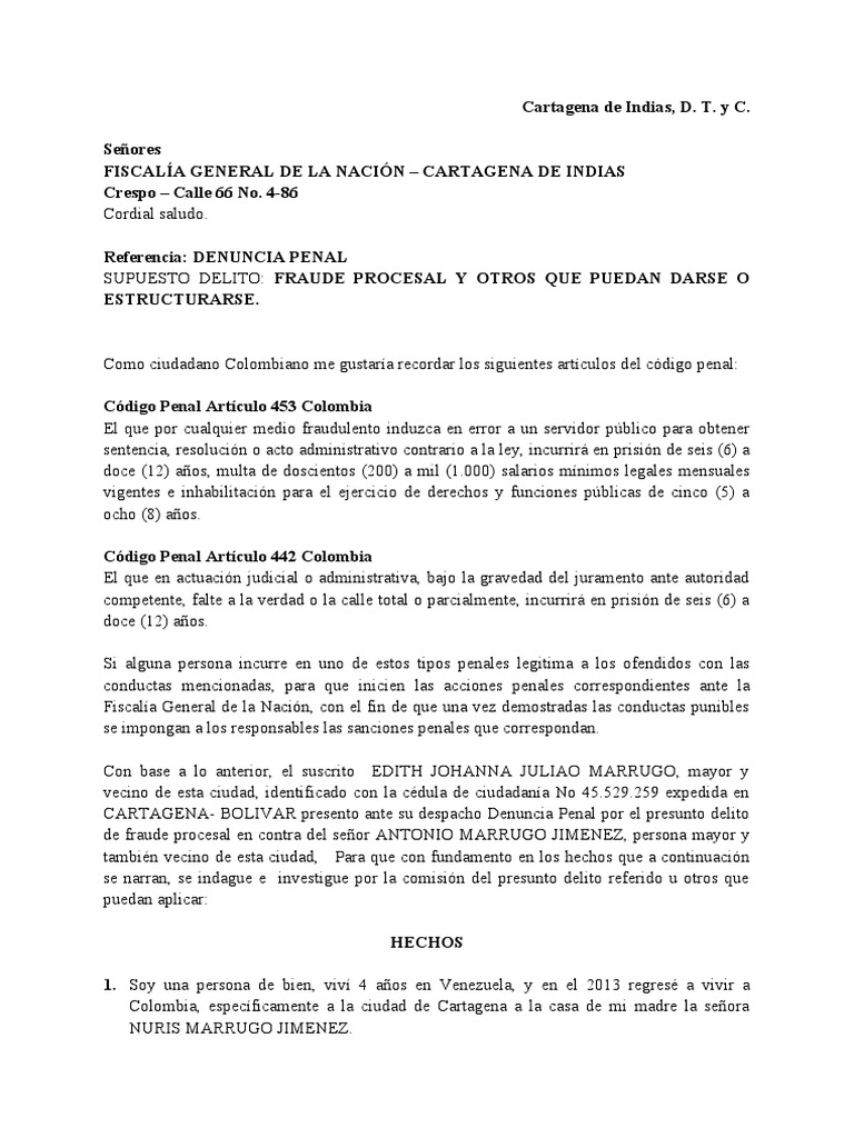 Denuncia Penal Fraude Procesal | PDF | Derecho penal | Gobierno