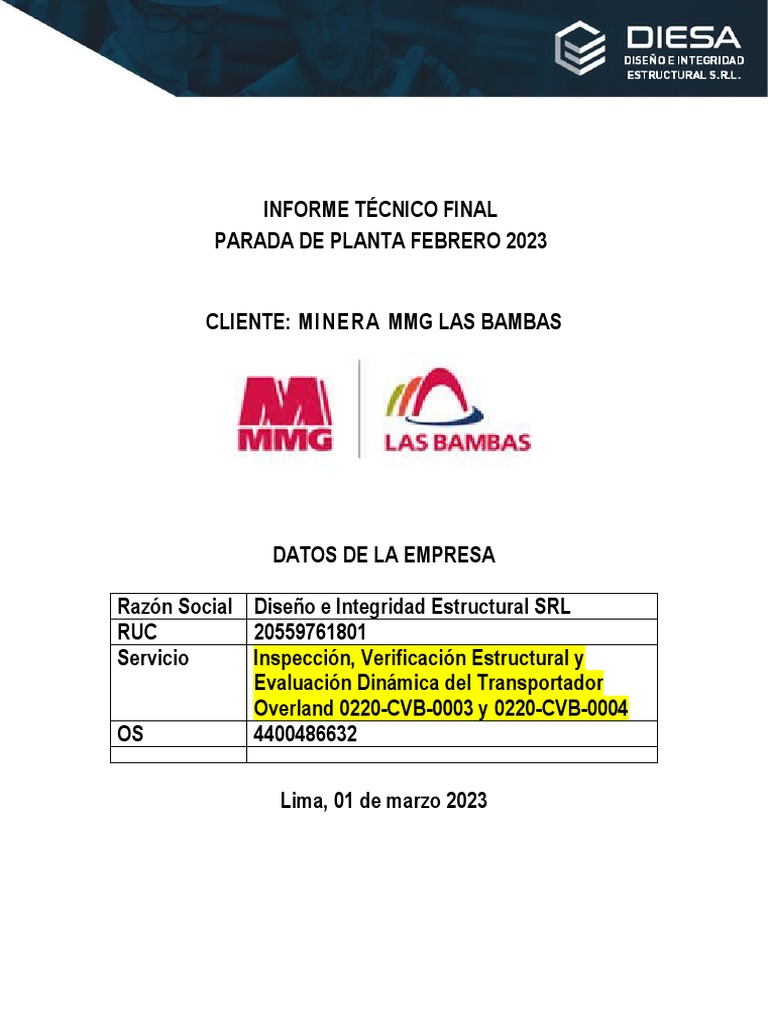 Informe Técnico PP MMG | PDF