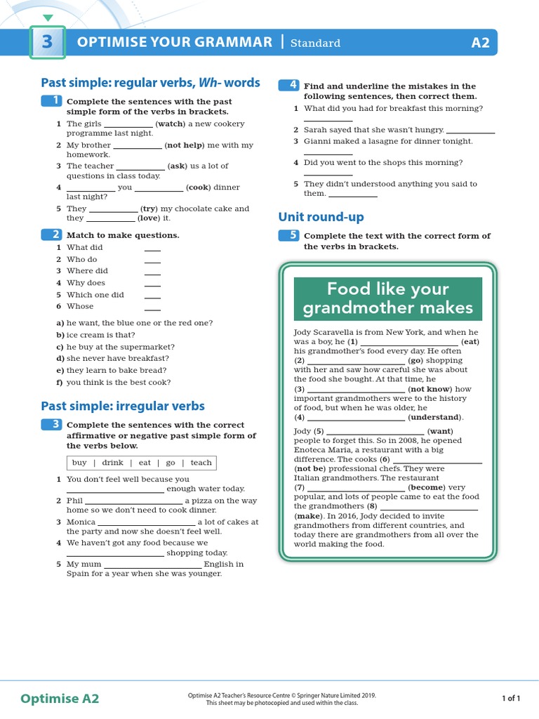 OPT A2 U03 Grammar Standard PDF | PDF | Linguistics