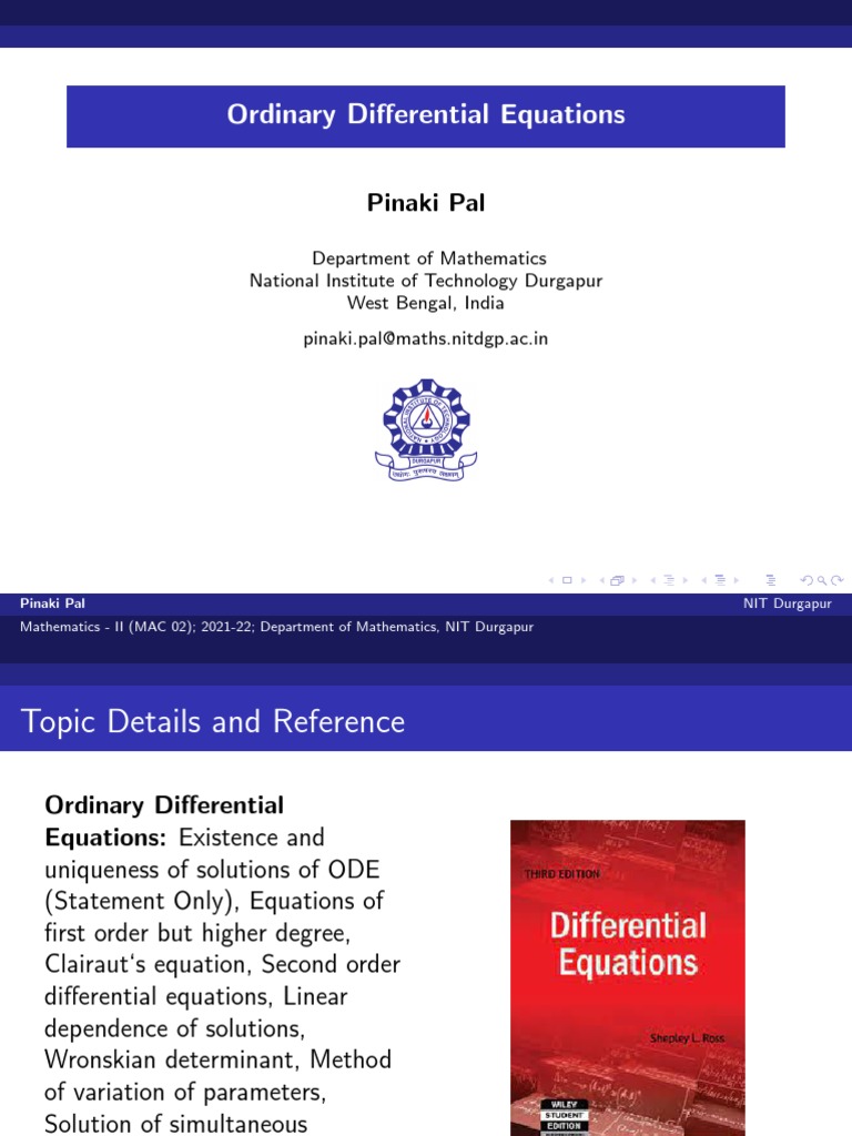 Lectures ODE PDF | PDF | Differential Equations | Equations
