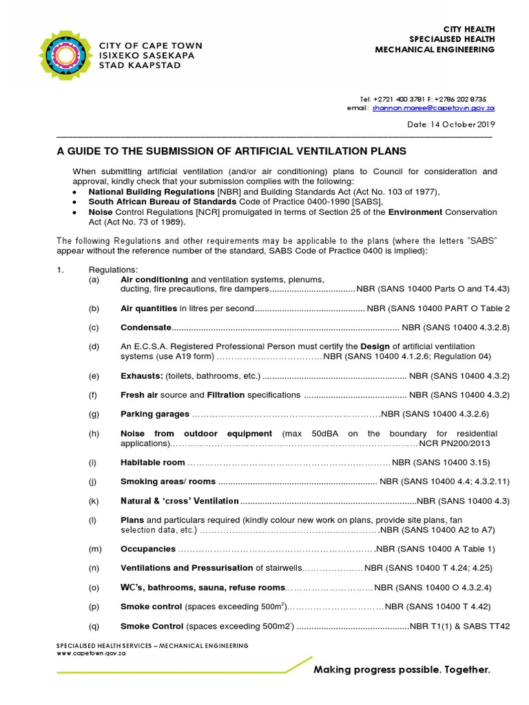 Artificial Ventilation Plan Submission Guide | PDF | Ventilation ...