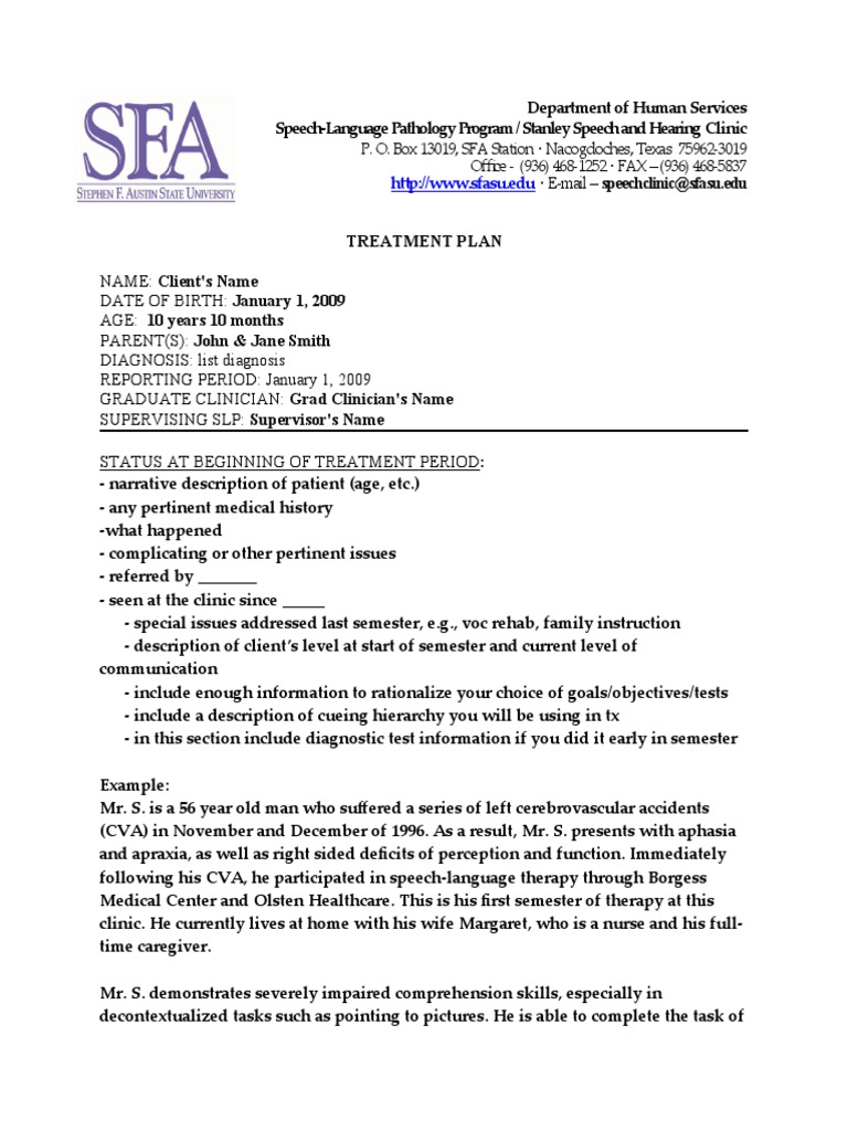 Sample Treatment Plan | PDF | Medical Diagnosis | Medicine