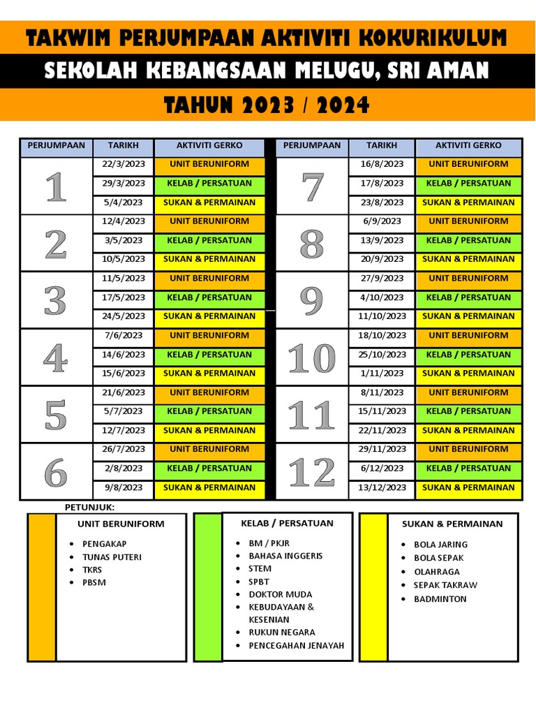 Takwim KK 2023-2024 | PDF