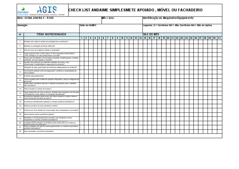 CHECK LIST Andaime | PDF