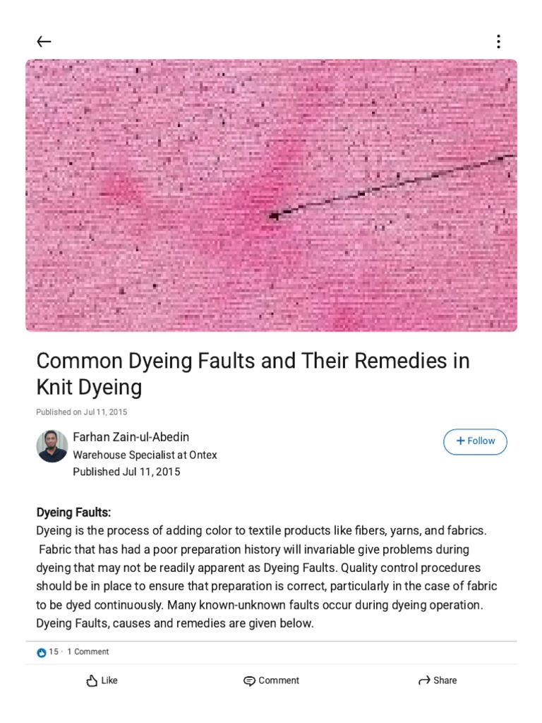 Common Dyeing Faults and Their Remedies in Knit Dyeing | PDF | Textiles ...