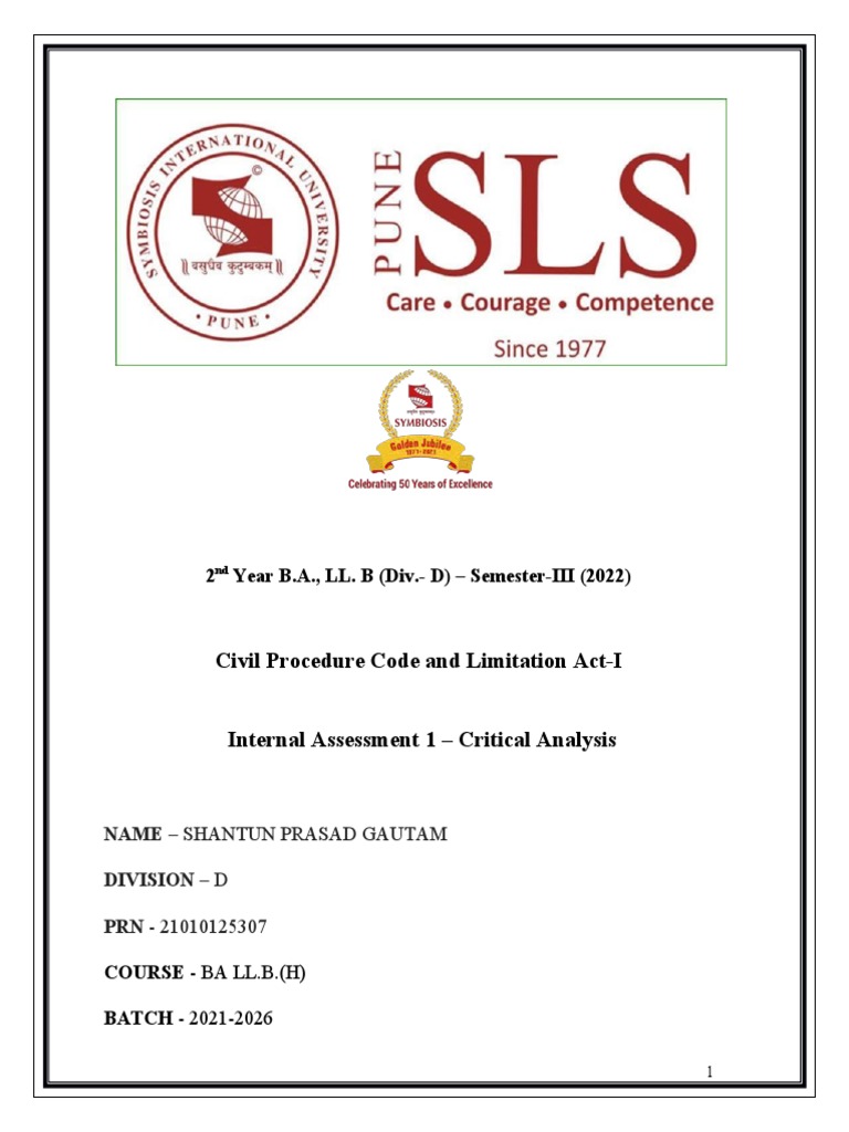 Civil Procedure Code and Limitation Act-I | PDF | Jurisdiction | Lawsuit