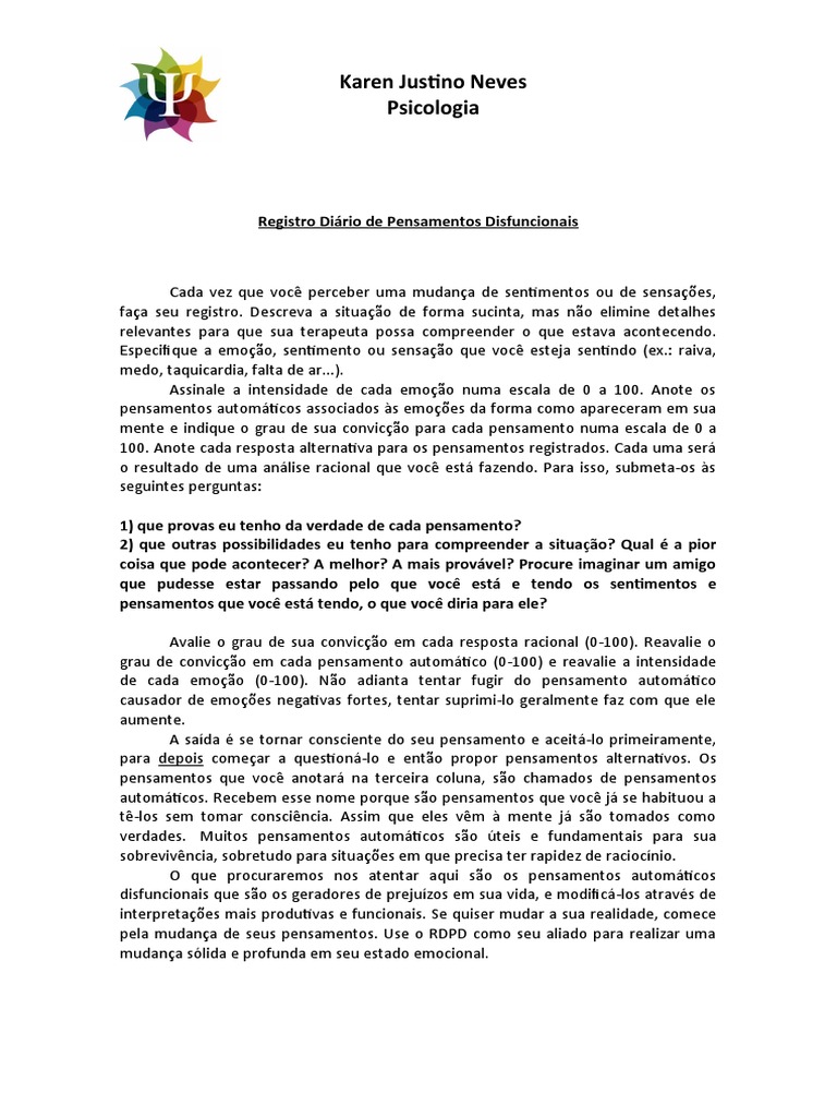 7 RDPD | PDF | Pensamento | Emoções