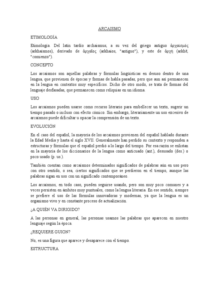 Arcaismo | PDF | Lingüística | Comunicación humana
