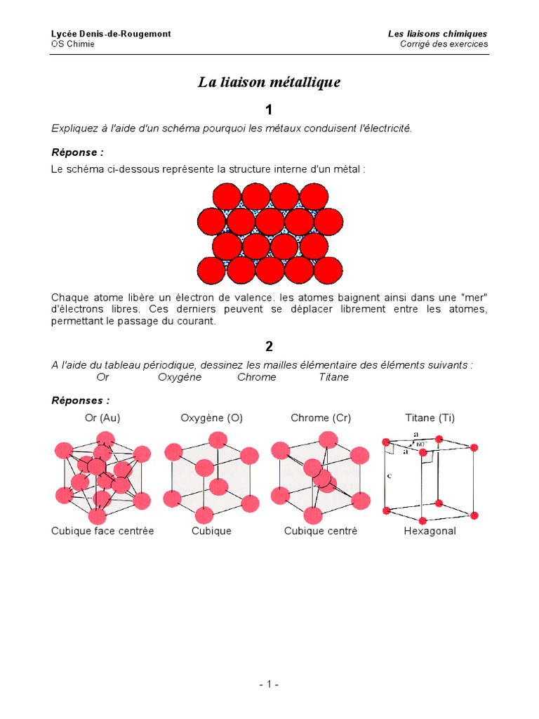 La Liaison Métallique | PDF | Ion | Liaison chimique