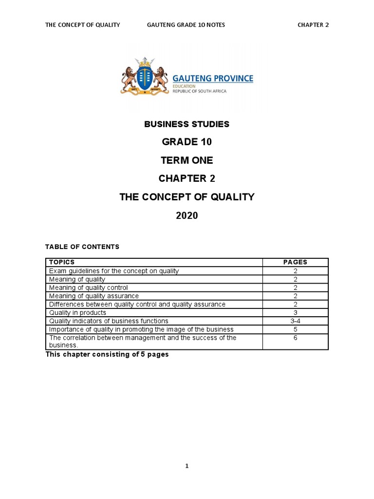 BSTD Grade 10 Week 6-7 Concept of Quality | PDF | Quality Assurance | Quality (Business)