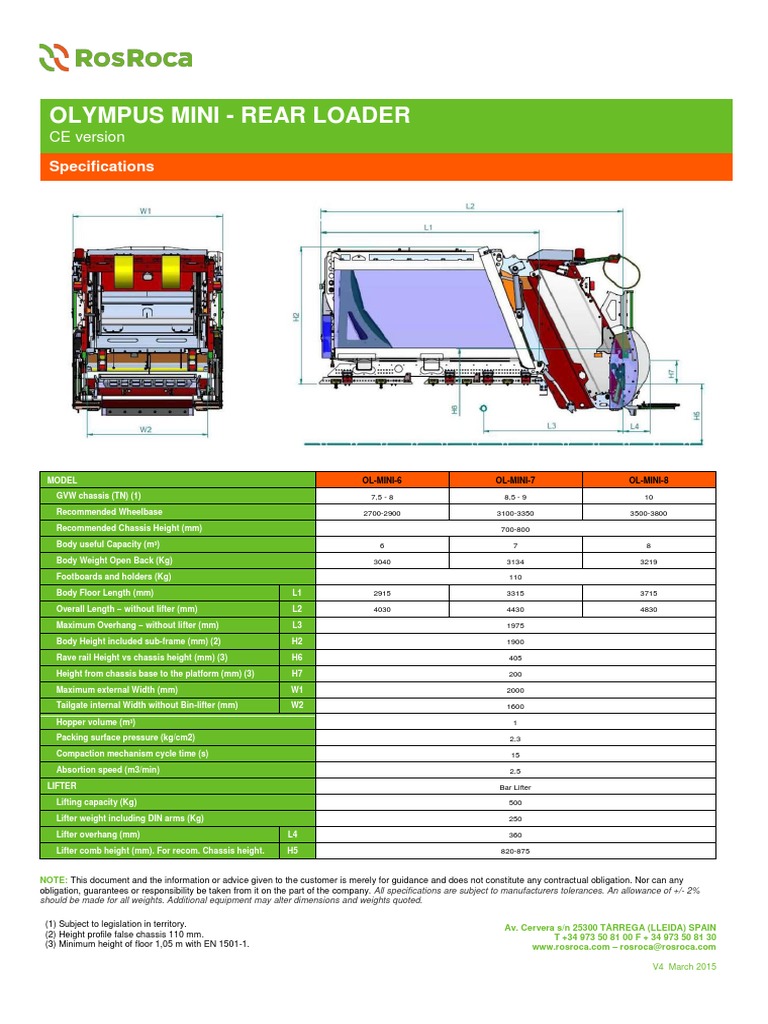 Olympus Mini Compactor Specifications | PDF | Bearing (Mechanical ...