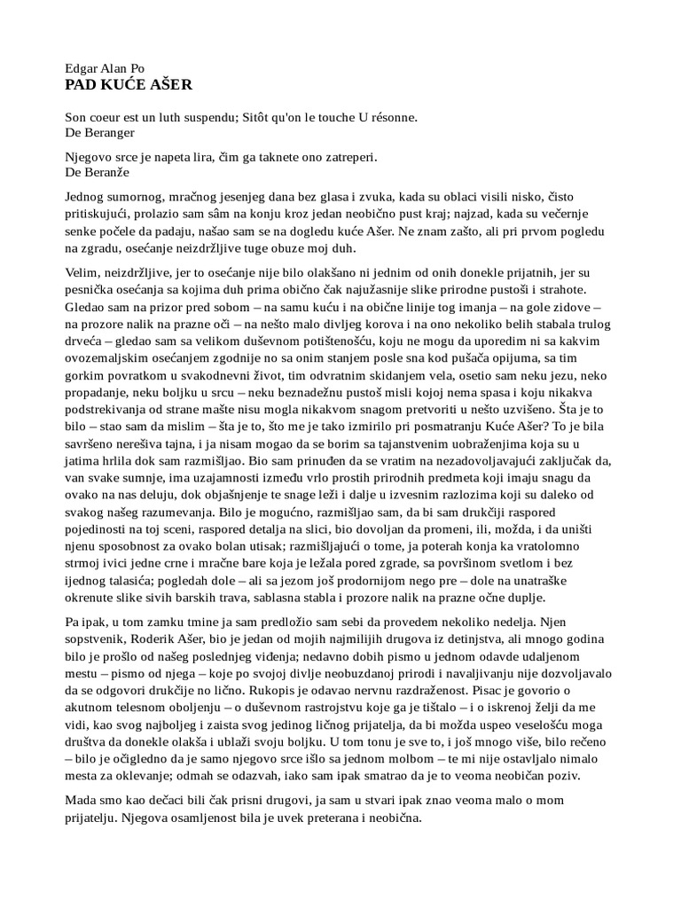 Edgar alan Po - Pad kuće Ašer | PDF