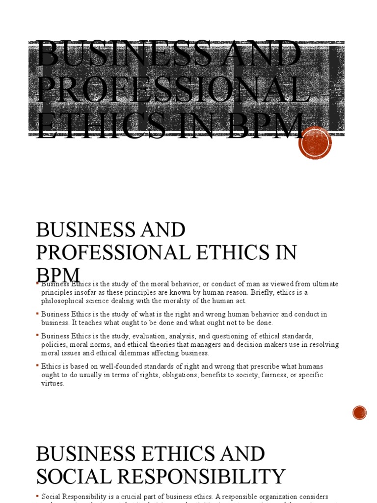 Business and Professional Ethics in BPM | PDF | Taxes | Corporate ...