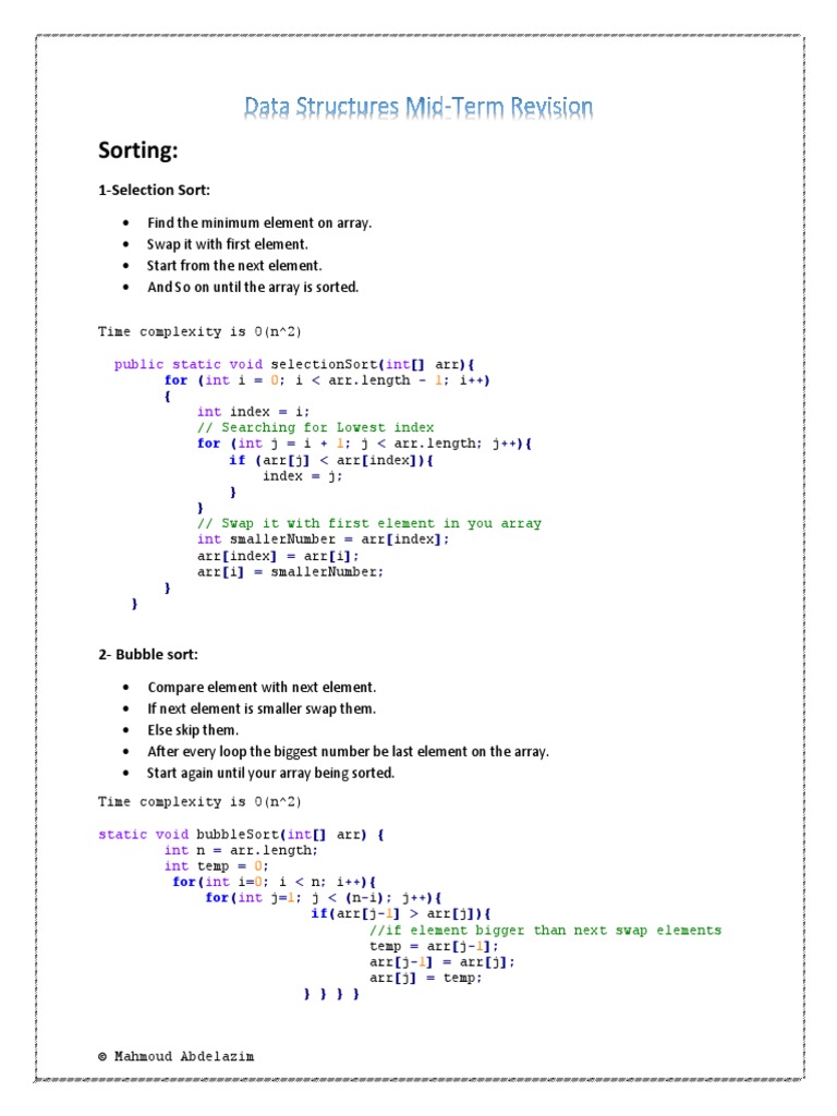 Datastructures Mid Term Revision Pdf Applied Mathematics Computer Science