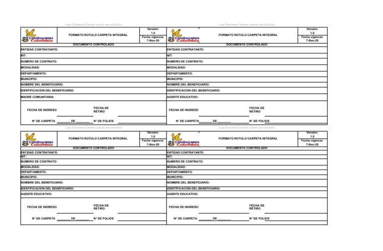 Formato Rotulo de Carpeta Integral | PDF
