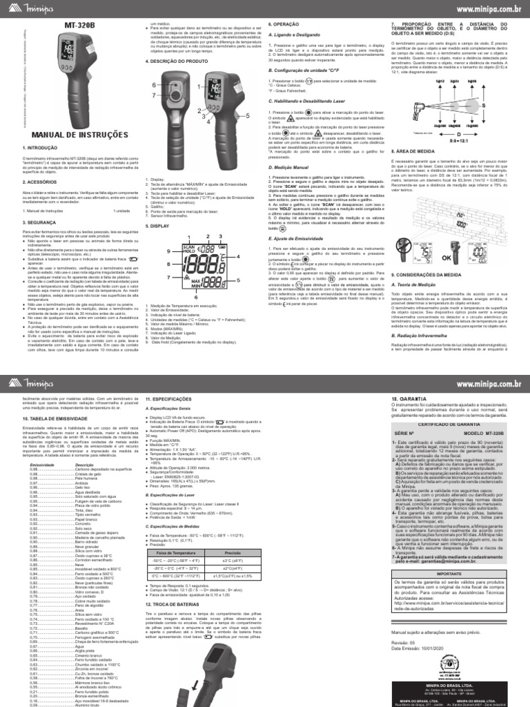 MT-320B-1105-BR | PDF | Termômetro | Temperatura