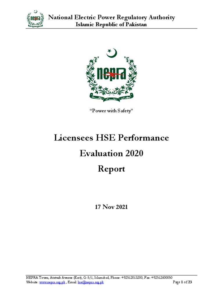 NEPRA HSE Performance Evaluation 2020 | PDF | Safety | Occupational ...