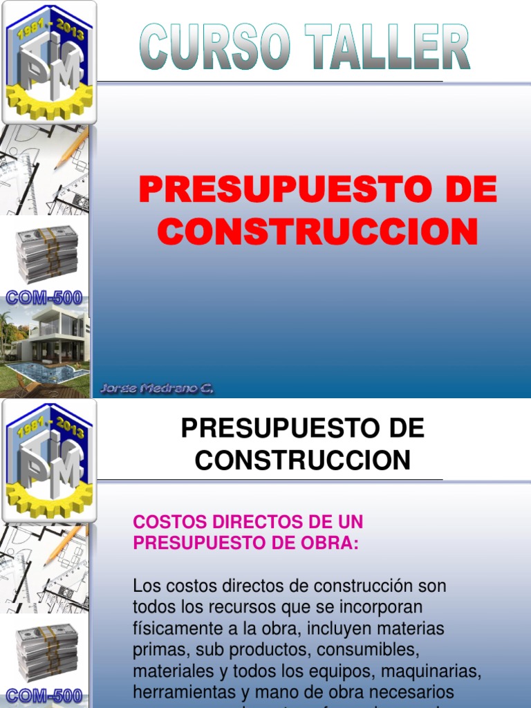Presentacion 2 Costos y Presupuestos Arq. Robert Gutierrez | PDF | Presupuesto | Ingeniero civil