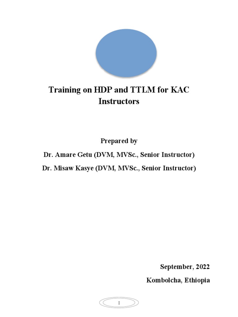Training On HDP and TTLM | PDF | Teacher Education | Teachers