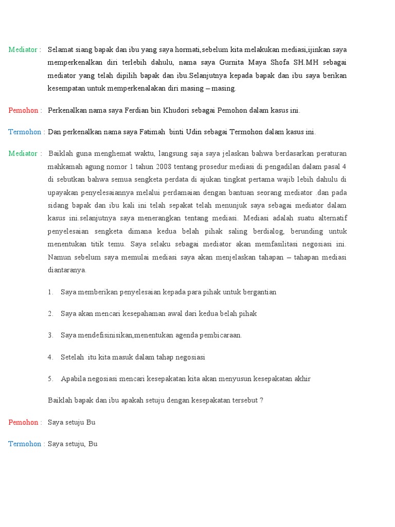 Dialog Mediasi | PDF