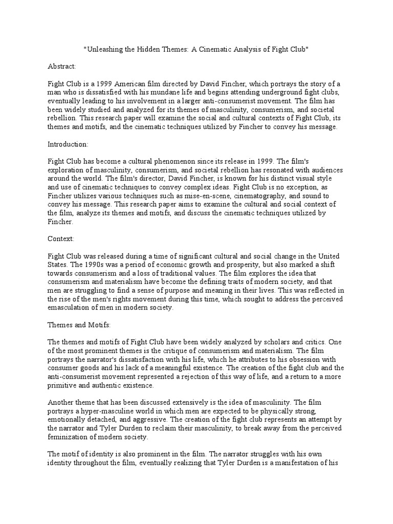 Research On Fight Club | PDF | Consumerism
