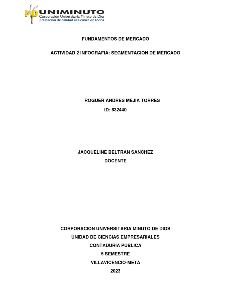 Actividad 2 Segmentacion De Mercado Pdf