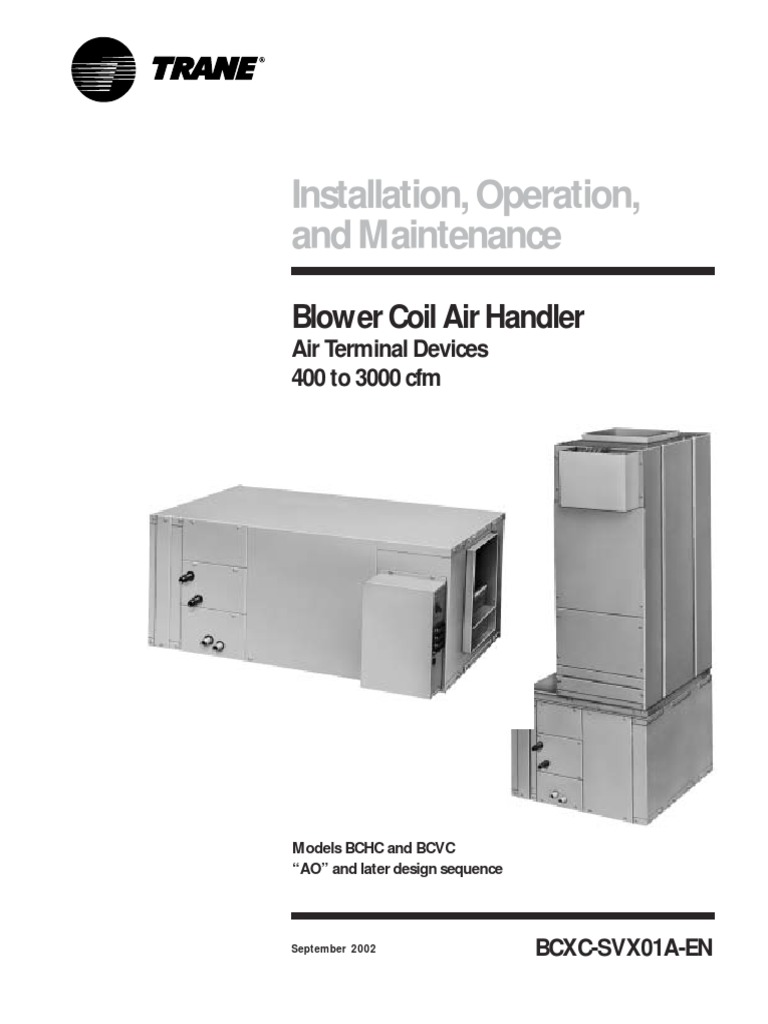 Bcxc-Svx01a-En 0902 Blower Coil Iom | PDF | Duct (Flow) | Elevator