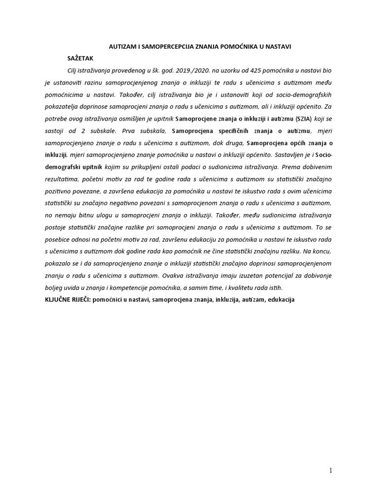 (Rad) Autizam - v. HRV (v.2) | PDF