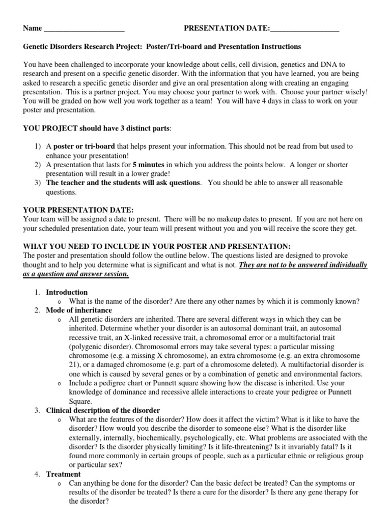 Genetic Disorder Project Guide | PDF | Dominance (Genetics) | Medical ...