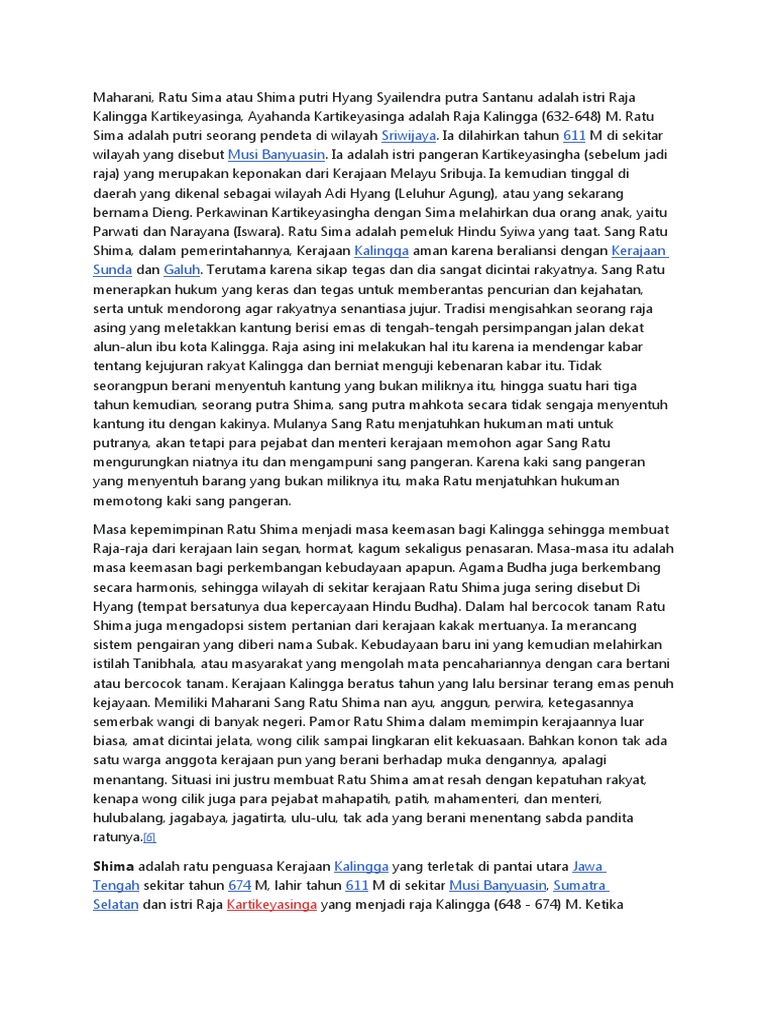 Biografi Ratu Shima | PDF