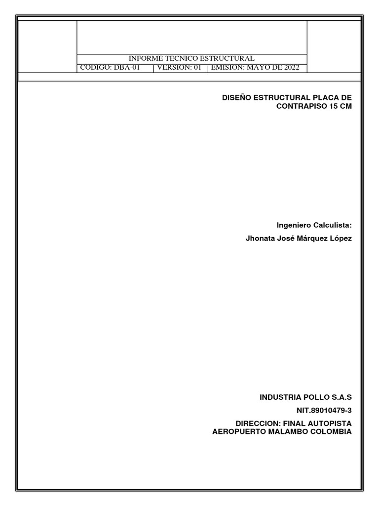 Diseño Estructural Placa de Contrapiso 15 CM PDF | PDF | Diseño ...